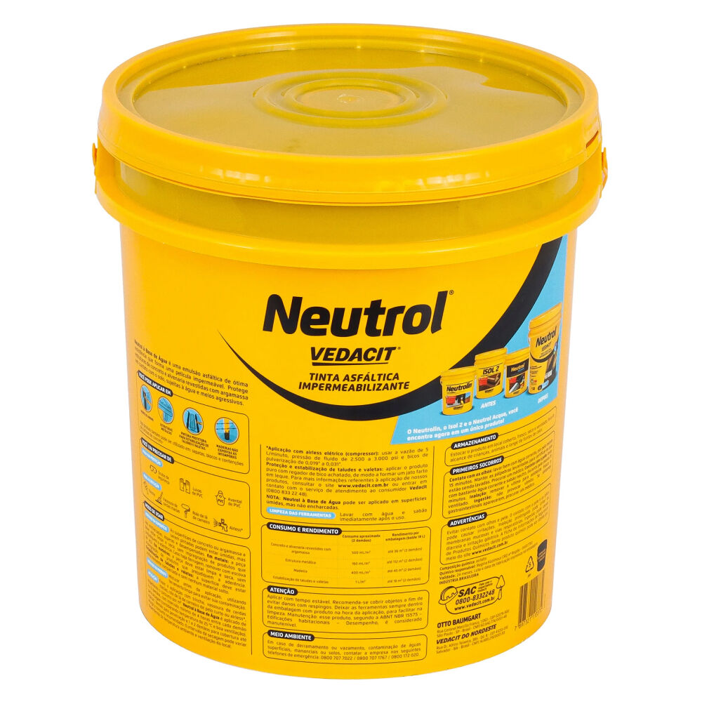 Pintura Asfáltica Neutrol Acqua 18L Vedacit