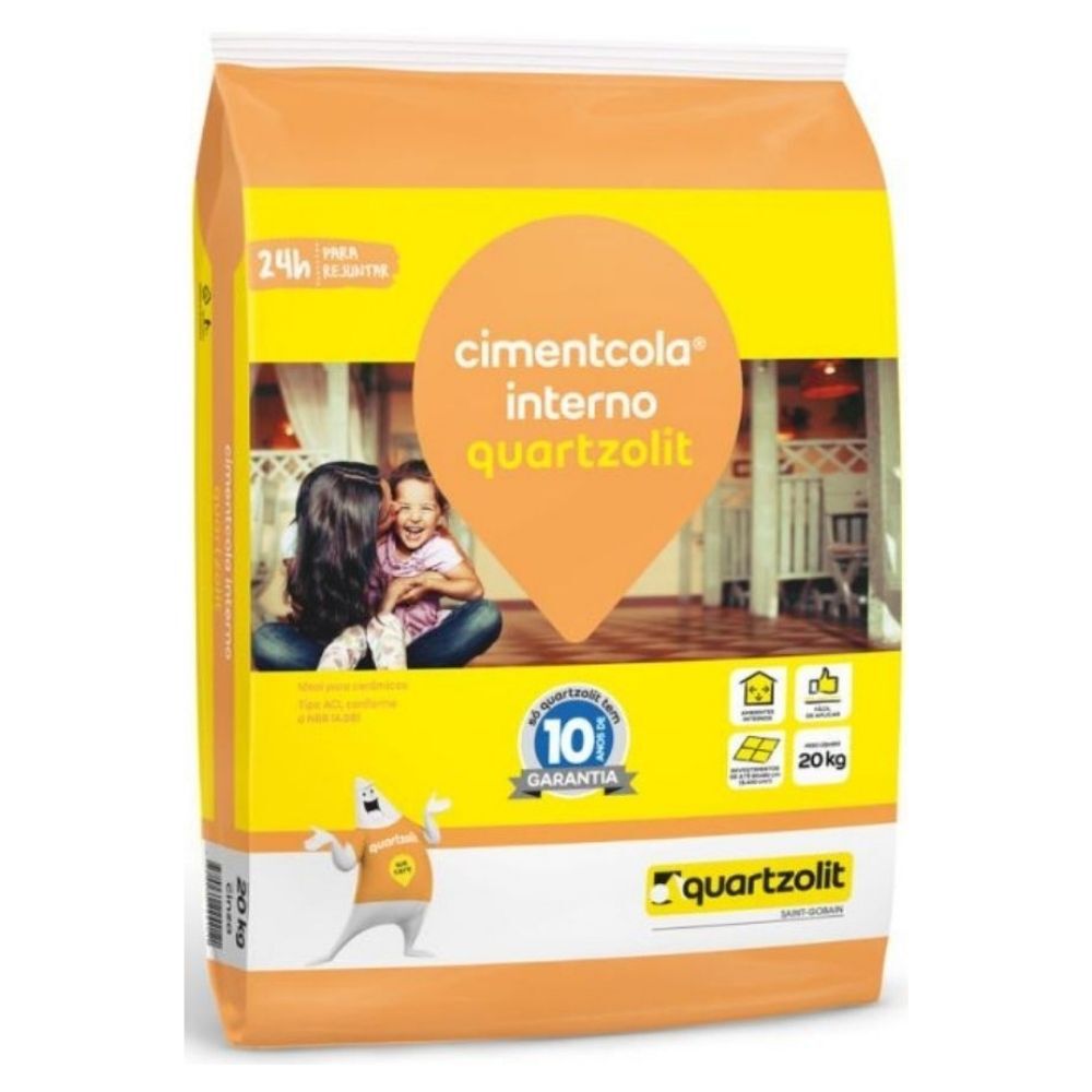 Argamassa Quartzolit Uso Interno Cimentcola ACI 20kg Cinza