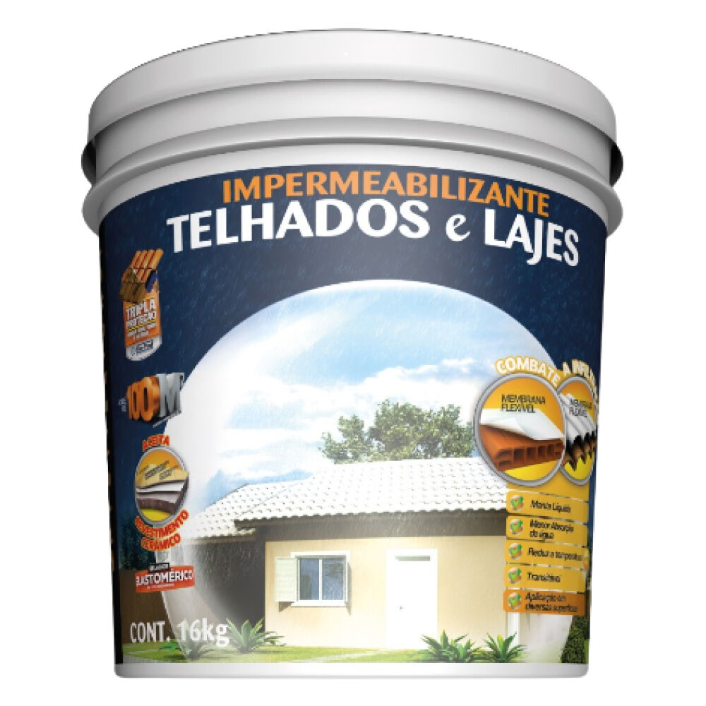Impermeabilizante para Telhados e Lajes 16kg Branco Hydronorth